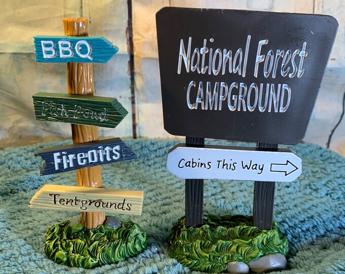 Small Road Sign Decor Set With National Forrest Campground and BBQ ...