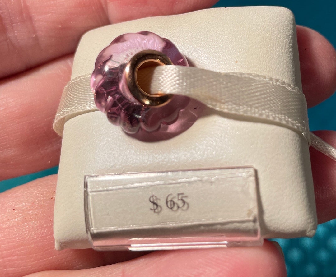 Pandora Rose Gold Charm: Glittering Grooves Murano Pink Glass - Etsy