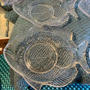 Vintage Glass Fish Shaped Serving Plates- Set of Four Clear Glass ...
