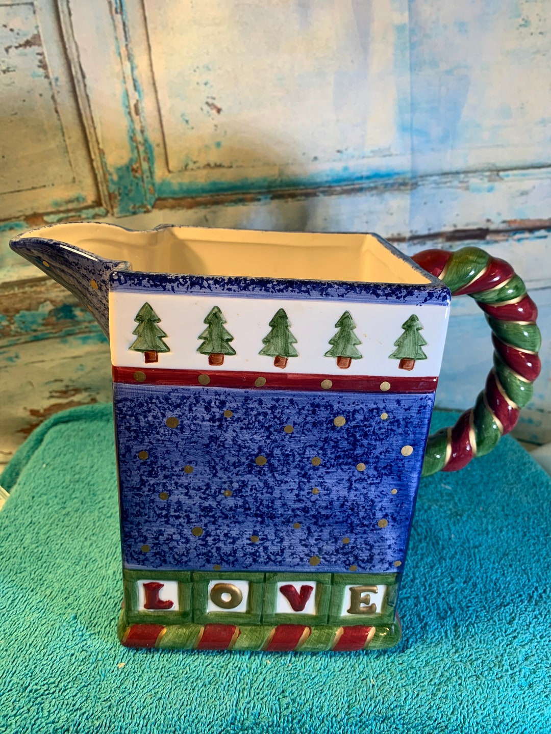 Vintage Christmas Pitcher: Hand-painted Starry Night Holiday Decor - Etsy