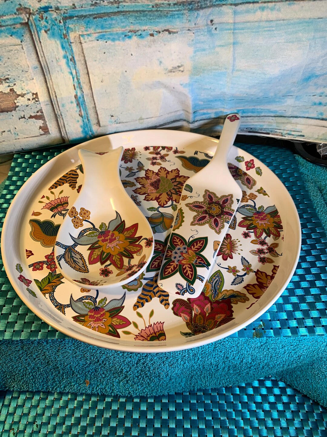 Matilda Jane Cake Platter Set Three Piece Ceramic Paisley Cake Plate ...