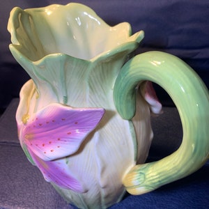 Stunning Butterfly Pitcher Large Vintage Ceramic Pitcher With Handle in ...