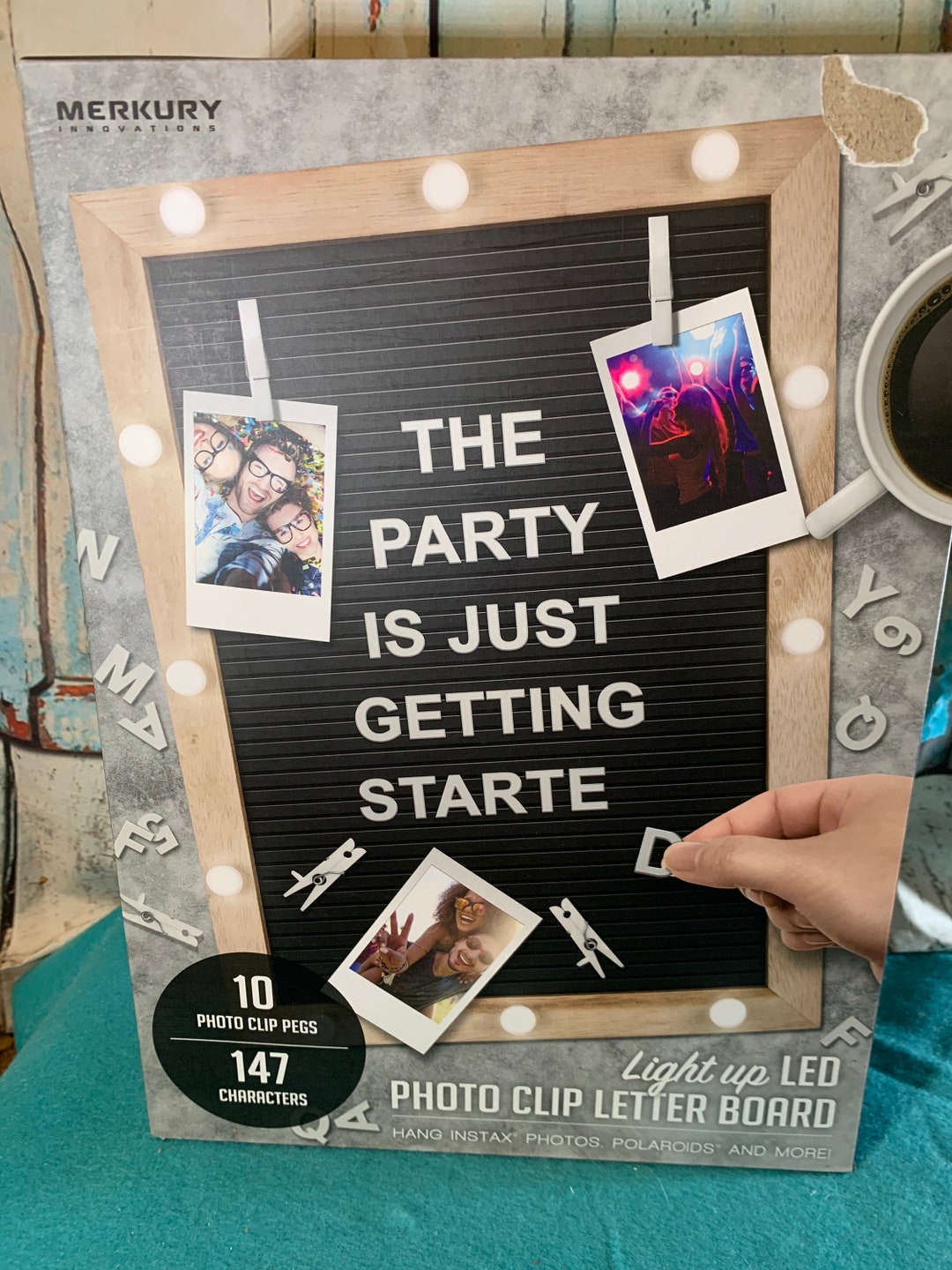 Merkury Innovations Light up LED Photo Clip Vintage Letter Board NEW in ...