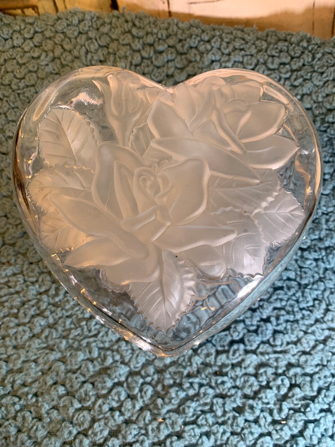 Crystal Heart Shaped Lidded Candy Dish/bowl- Vintage Studio Nova ...