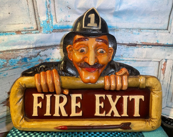 Fire Exit Sign With Fireman. Arrow Moves in Either Direction! Like NEW ...