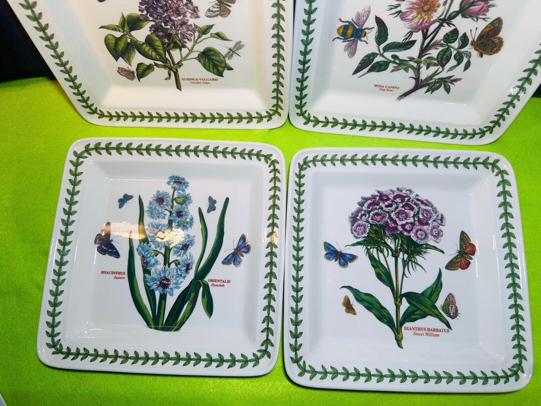 Portmeirion Salad Plates, Botanic Garden Square Plates, Floral Square ...