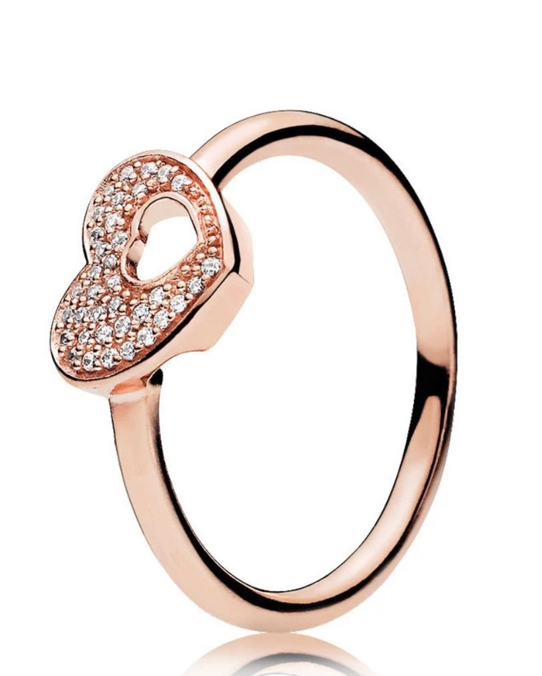 Pandora Shimmering Puzzle Heart Ring NEW in Rose Gold With Cubic ...