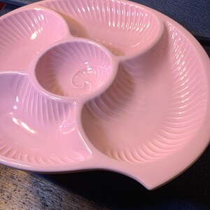 Pink Shell Serving Platter-vintage Ceramic Shell Shaped Divided Platter ...