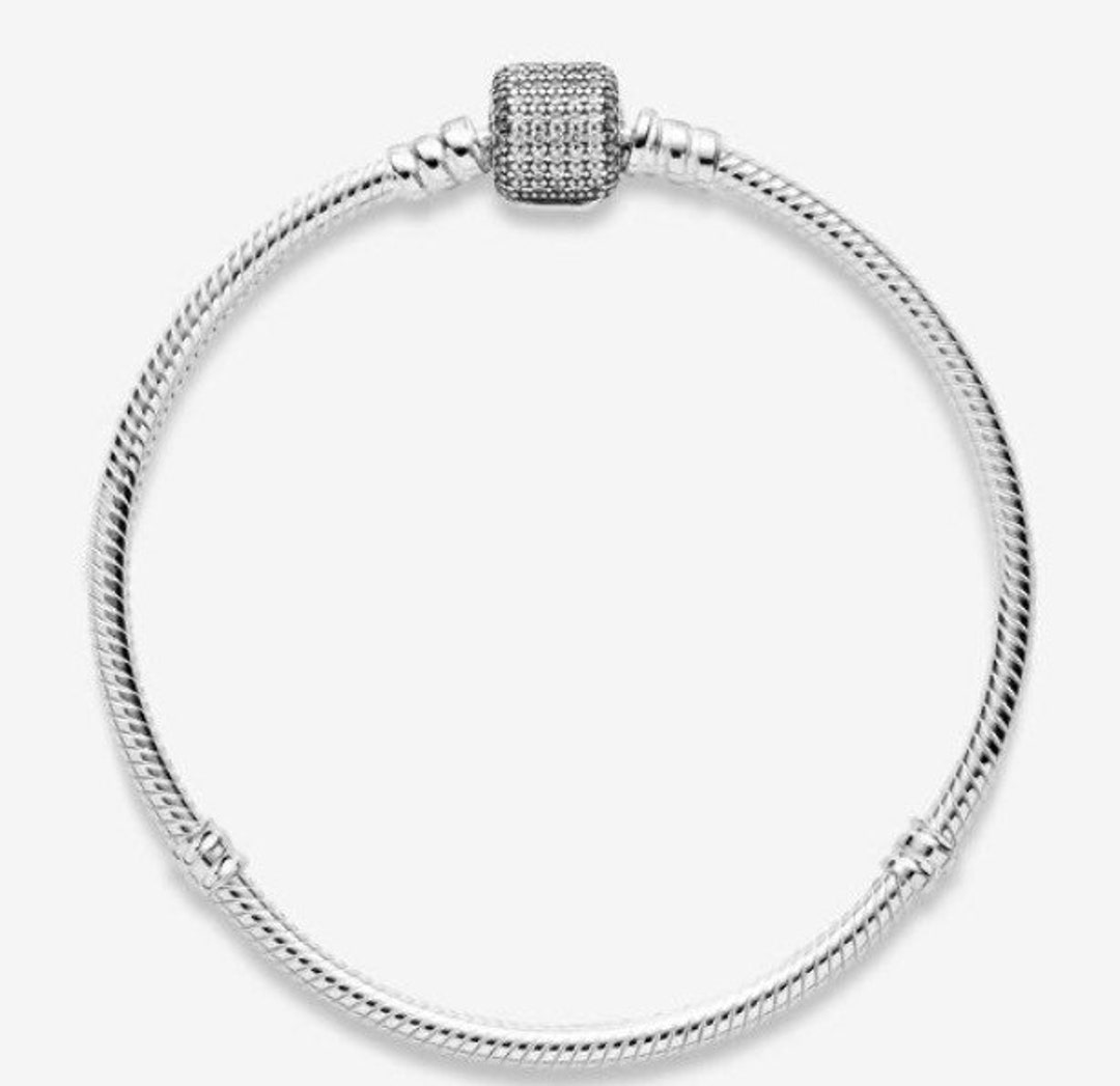 Pandora Moments Pave Barrel Clasp Bangle NEW Old Stock Retired Sterling ...