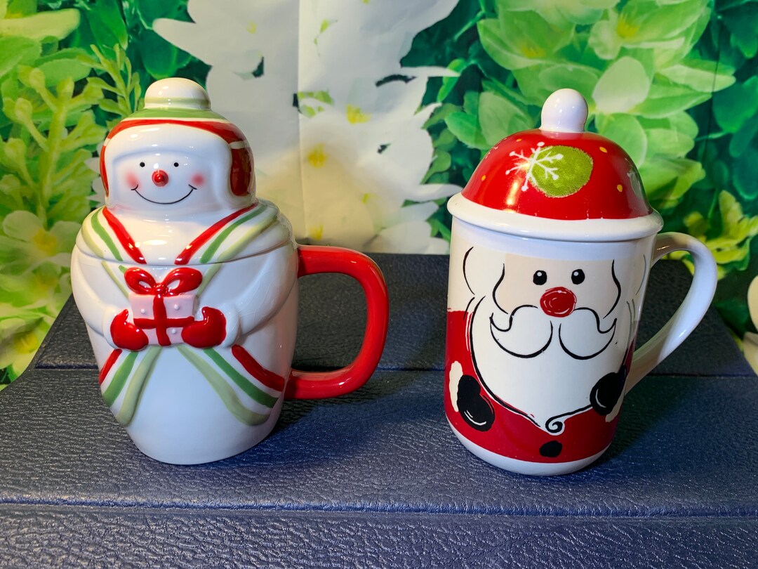 Lidded Christmas Mug: Ceramic Santa Mug Holiday Gift and Decor - Etsy