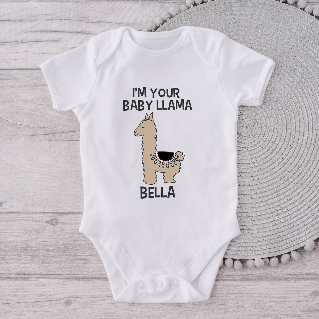 Cute Baby Llama Personalized Name Onesie® - Custom Baby Name Onesie ...
