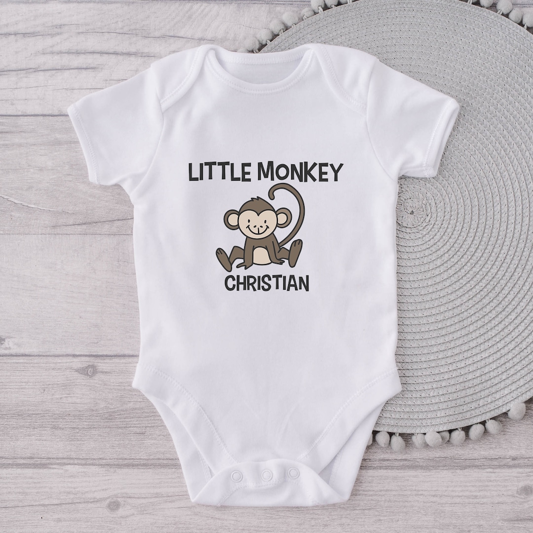 Cute Little Monkey Personalized Name Onesie® - Custom Baby Name Onesie ...