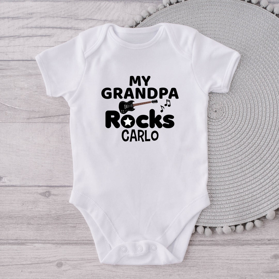 My Grandpa Rocks Personalized Name Baby Onesie® - Custom Grandpa Name ...