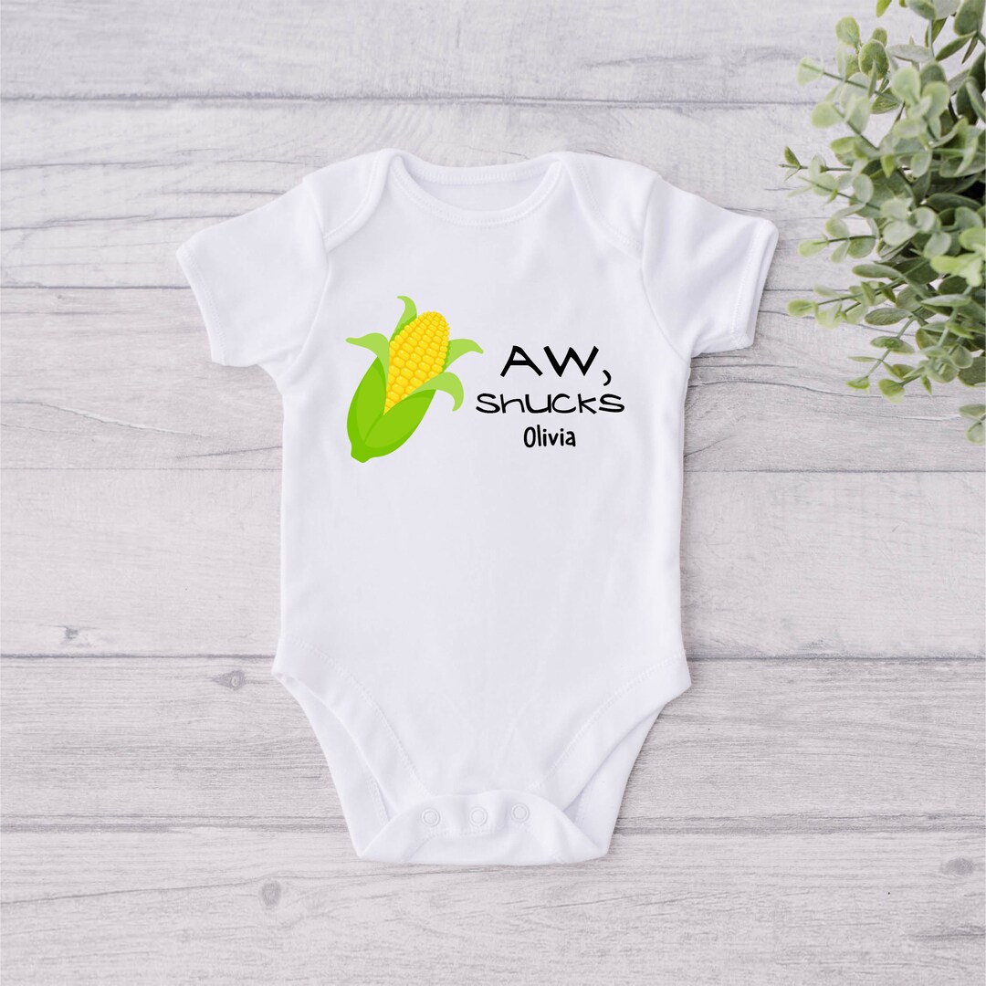 Funny Aw, Shucks Personalized Baby Onesie® - Custom Baby Shower Gift ...