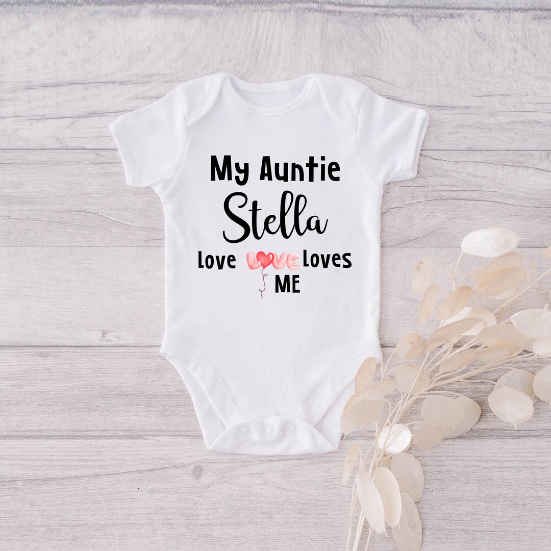 Cute Aunt's Name Personalized Baby Onesie® - Custom Baby Shower Gift ...