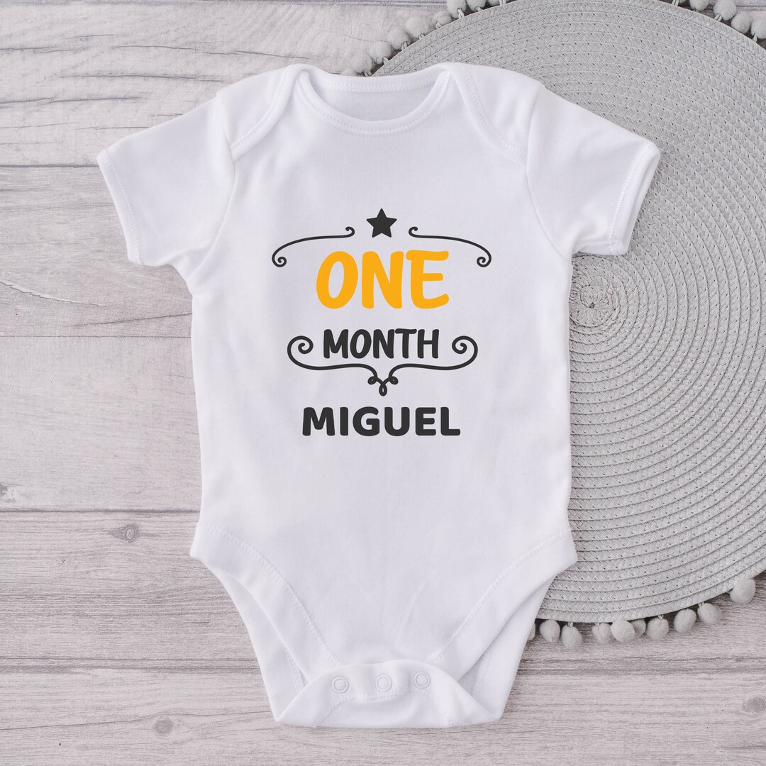 Personalized Baby Name First Month Old Onesie® - Baby Monthsary Onesie ...