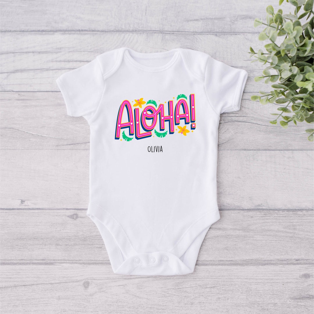 Pretty Aloha Personalized Baby Onesie® - Custom Baby Shower Gift Onesie ...