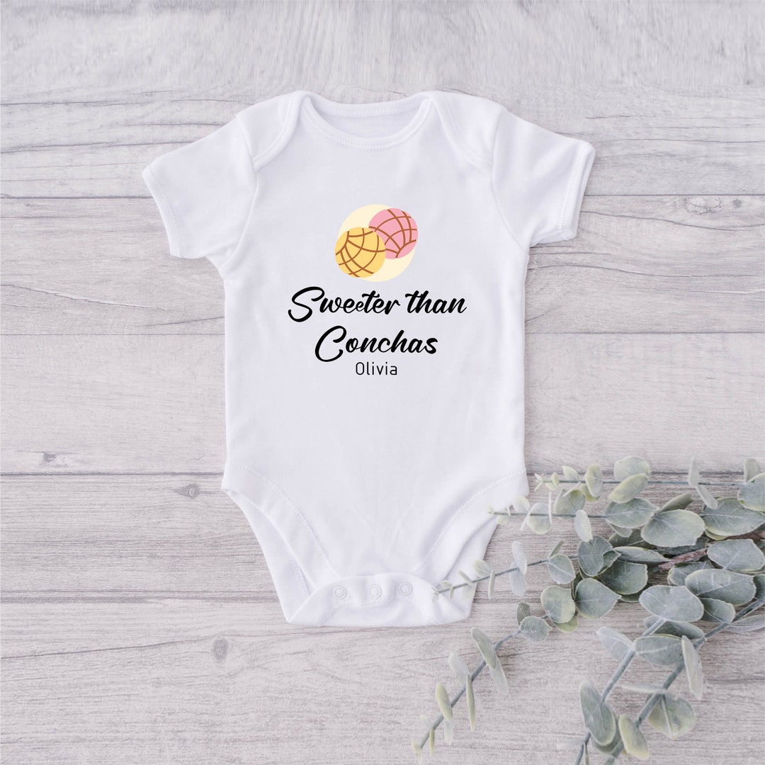 Sweeter Than Conchas Personalized Baby Onesie® - Custom Baby Shower ...