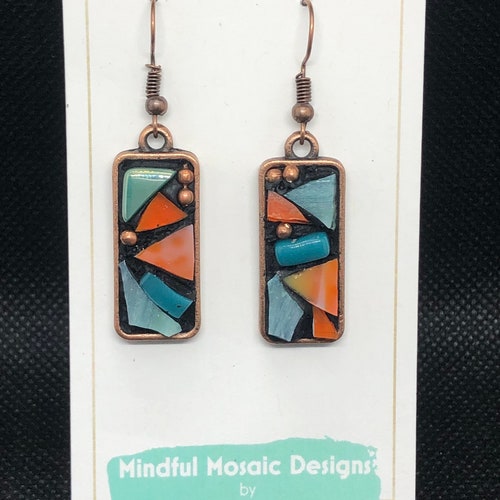 Mosaic Earrings Mosaic Jewelry Mosaic Art Turquoise Blue - Etsy