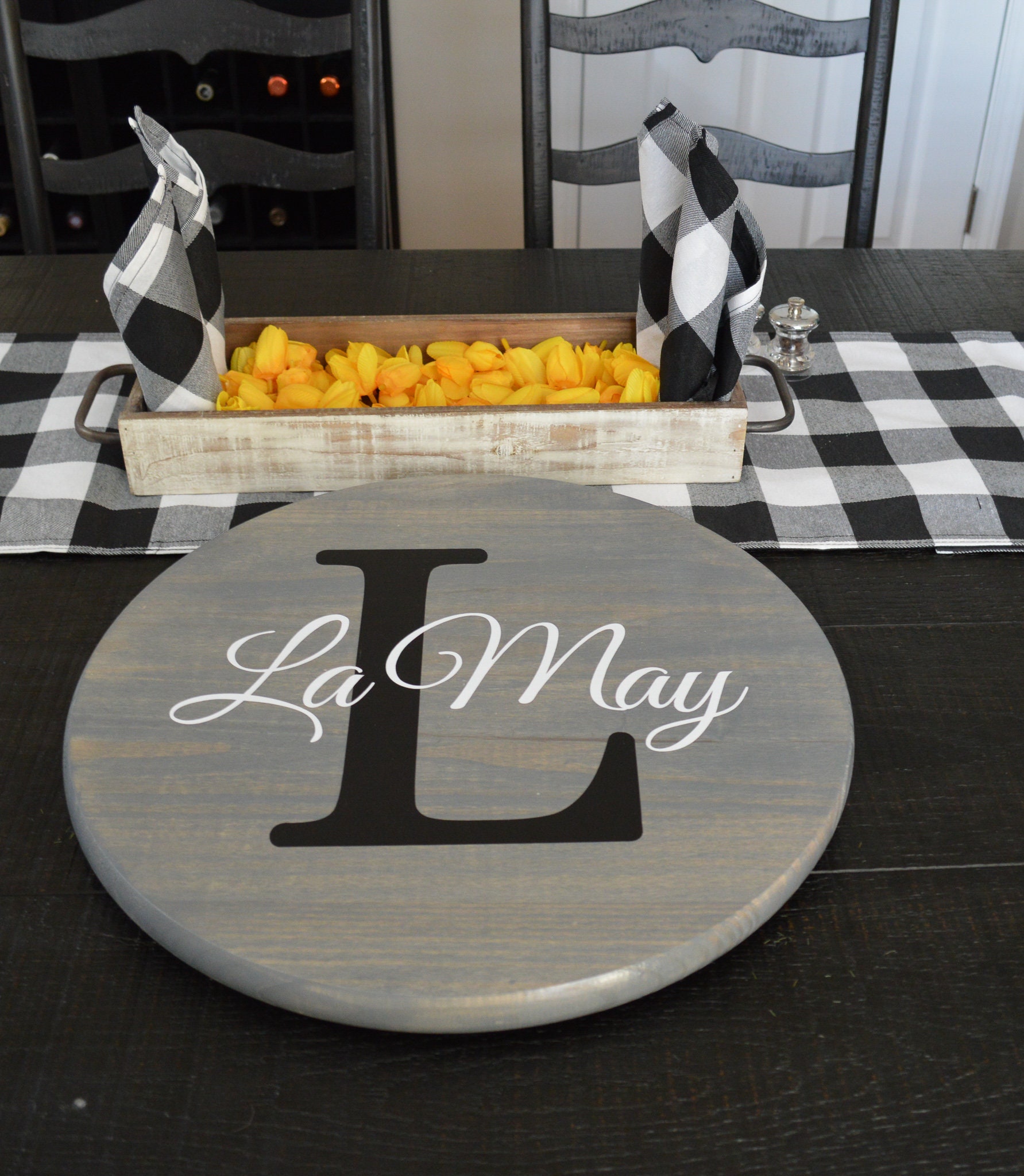 Personalized Custom Lazy Susan Turntable Serving Tray | Etsy