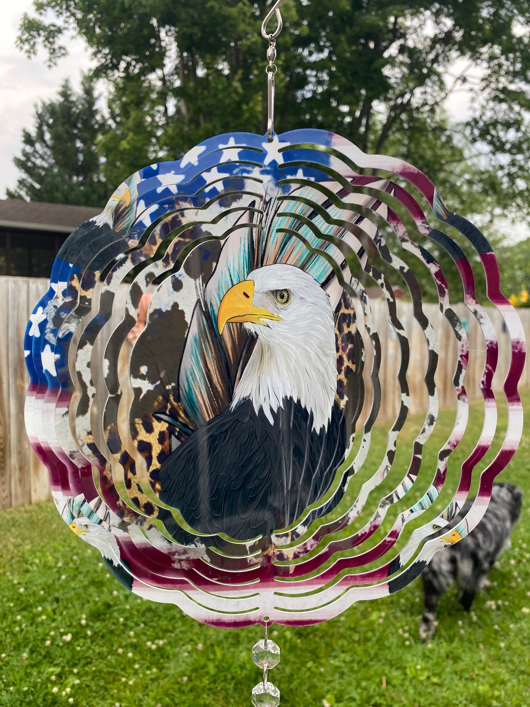 Eagle American Flag Wind Spinner, Bald Eagle Flag Wind Catcher ...