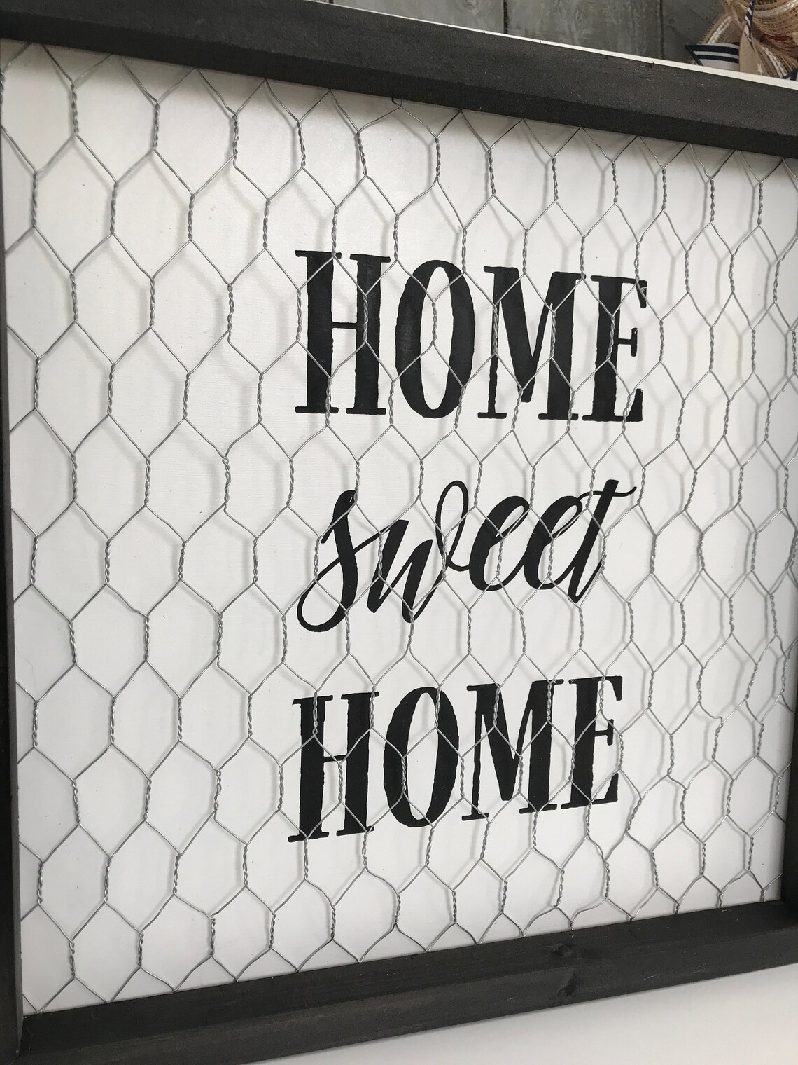 Farmhouse Home Sweet Home Sign Chicken Wire Covered Farmhouse | Etsy