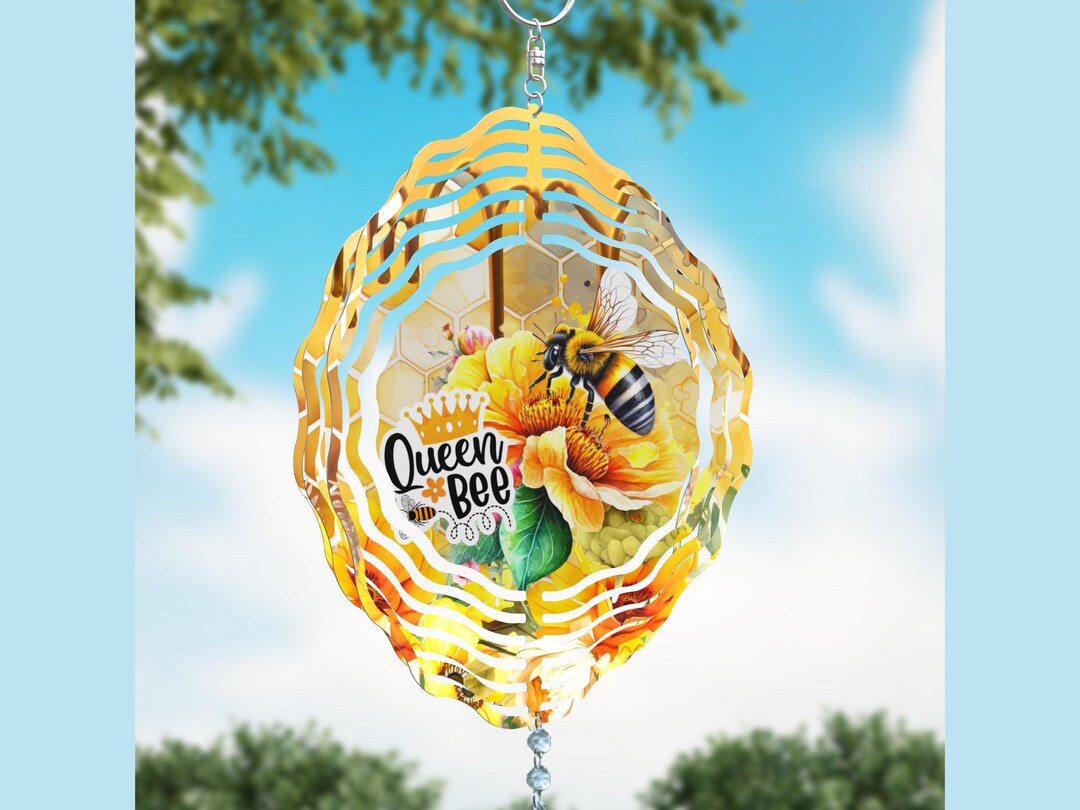 Honey Bee Wind Spinner, Queen Bee Wind Spinner, Bee Gifts, Yard Art ...