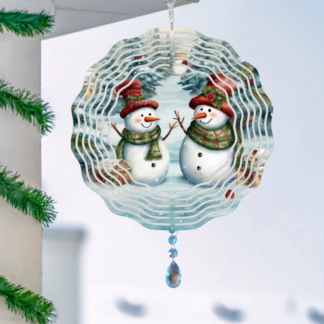 Snowman Wind Spinner, Winter Hanging Wind Sun Catcher, Snowman Garden ...