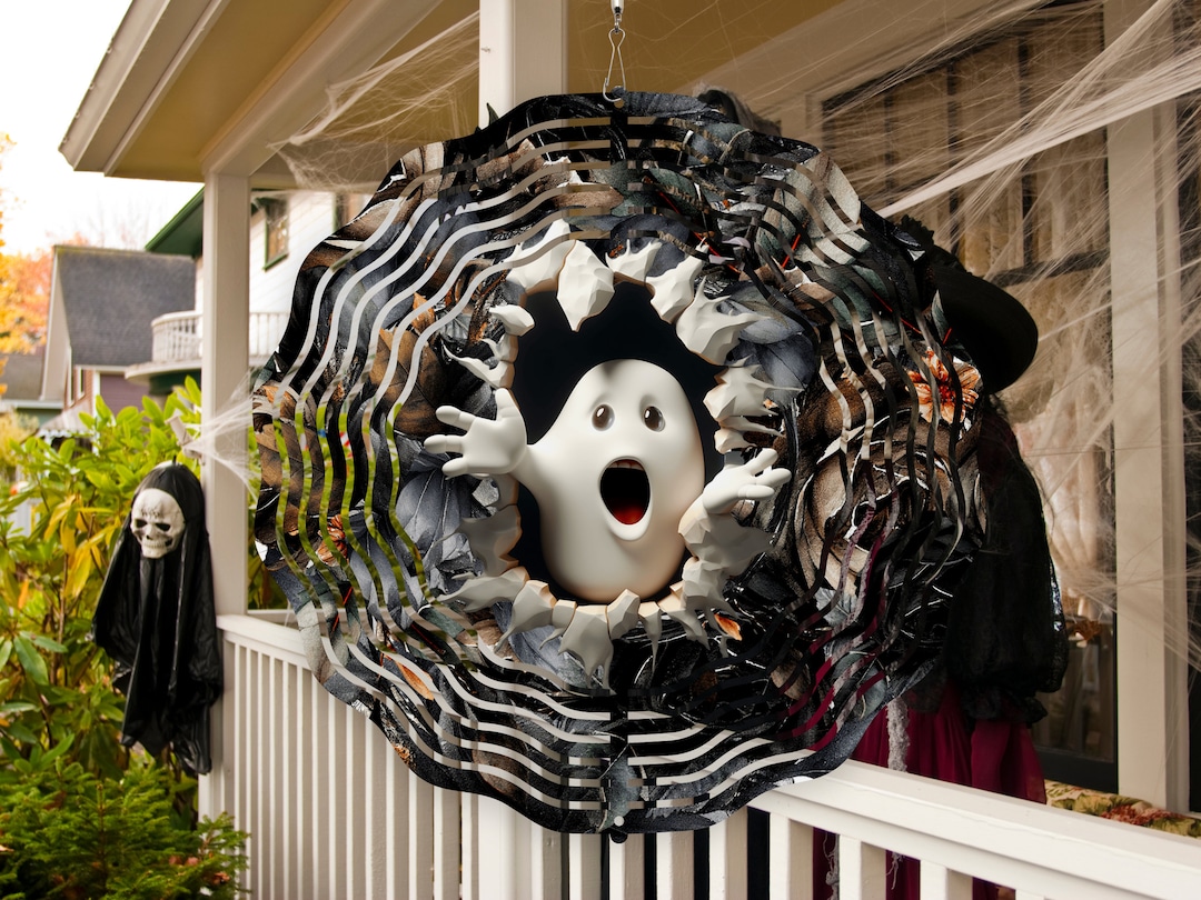 Halloween 3D Ghost Wind Spinner, Spooky Porch Wind Catcher, Fall ...