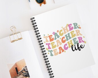 Teacher Life Pencil Rainbow Spiral Notebook - Ruled Line - Etsy