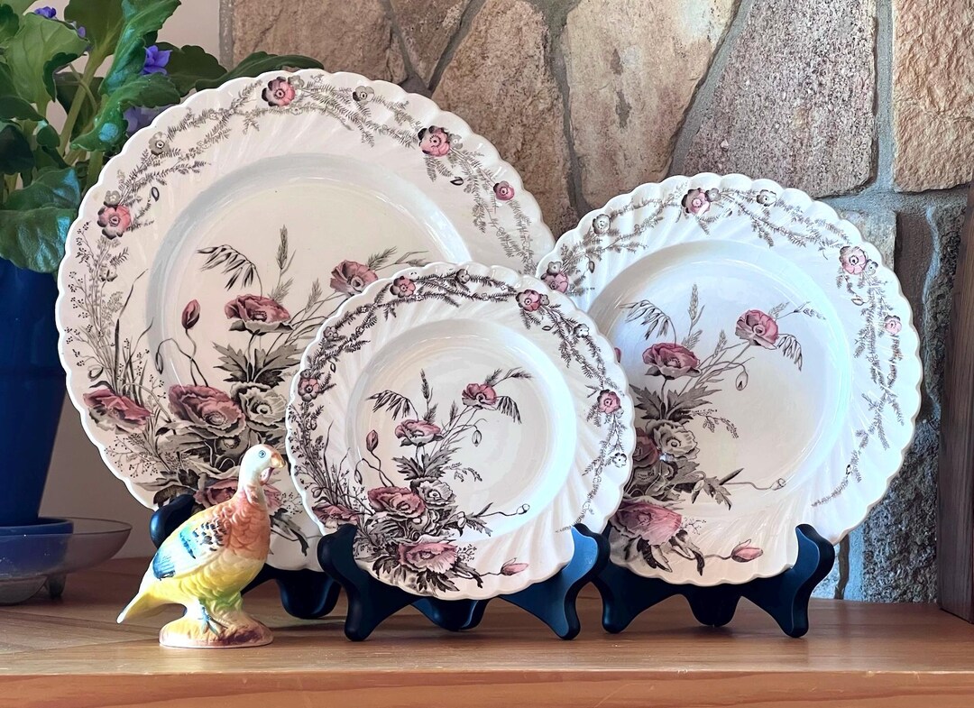 Clarice Cliff Harvest 3 Dish Set, Lovely Floral Dinnerware, Original ...