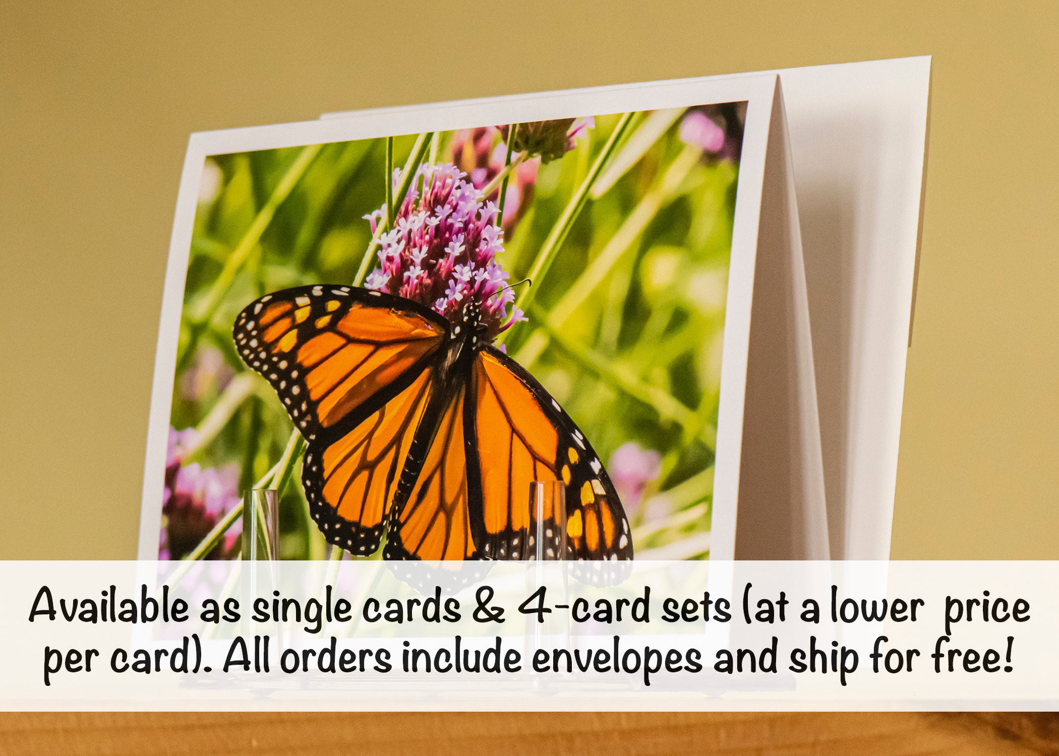 Spread Winged Monarch Card: Colorful 5x7 Folded Notecard With Original ...