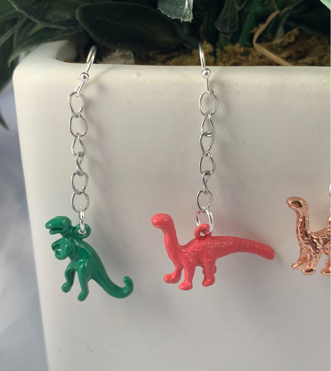 Colorful Dinosaur Chain Earrings Dinosaur Earrings Dinosaur | Etsy