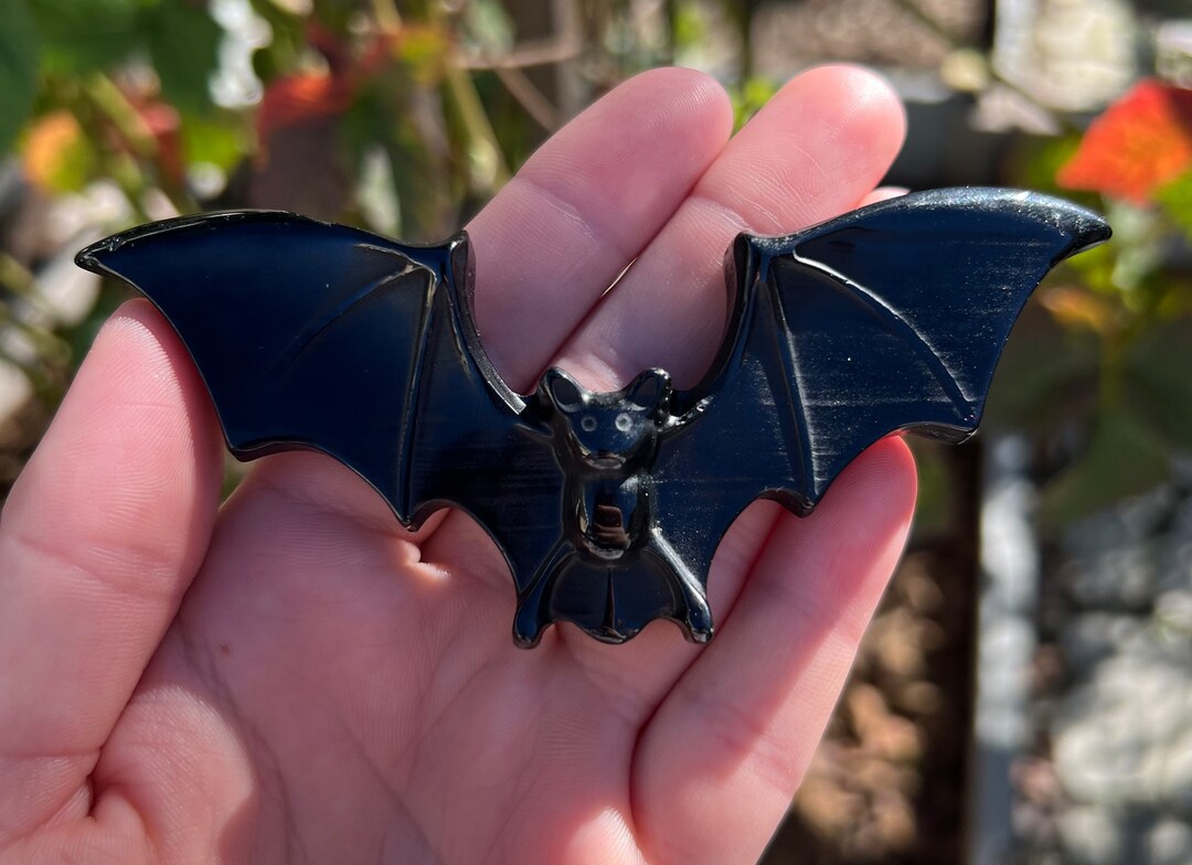 Black Obsidian Bat Crystal, Crystal Carving, Black Obsidian, Bat ...