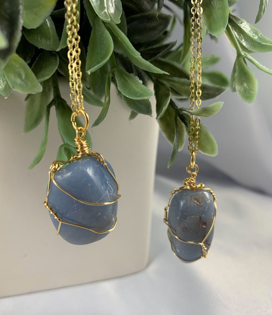 Blue Angelite Pendant Necklace