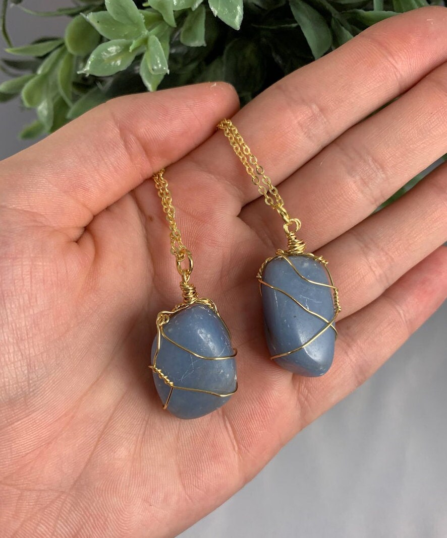 Blue Angelite Pendant Necklace