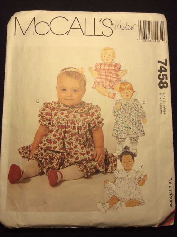 UNCUT Mccalls Sewing Pattern 7458 Infant/baby Clothes Dress & - Etsy