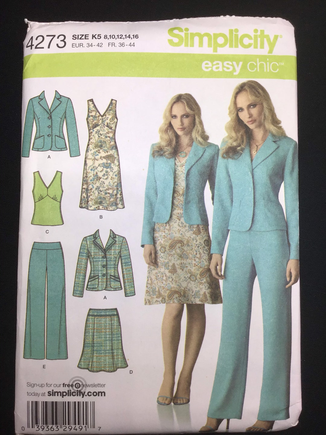 UNCUT Simplicity Sewing Pattern Easy Chic 4273 Women's Jacket Pants ...