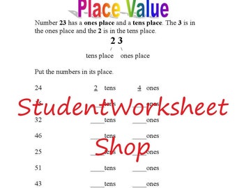 Place Value and Matching Word to Number Math Worksheets - Etsy