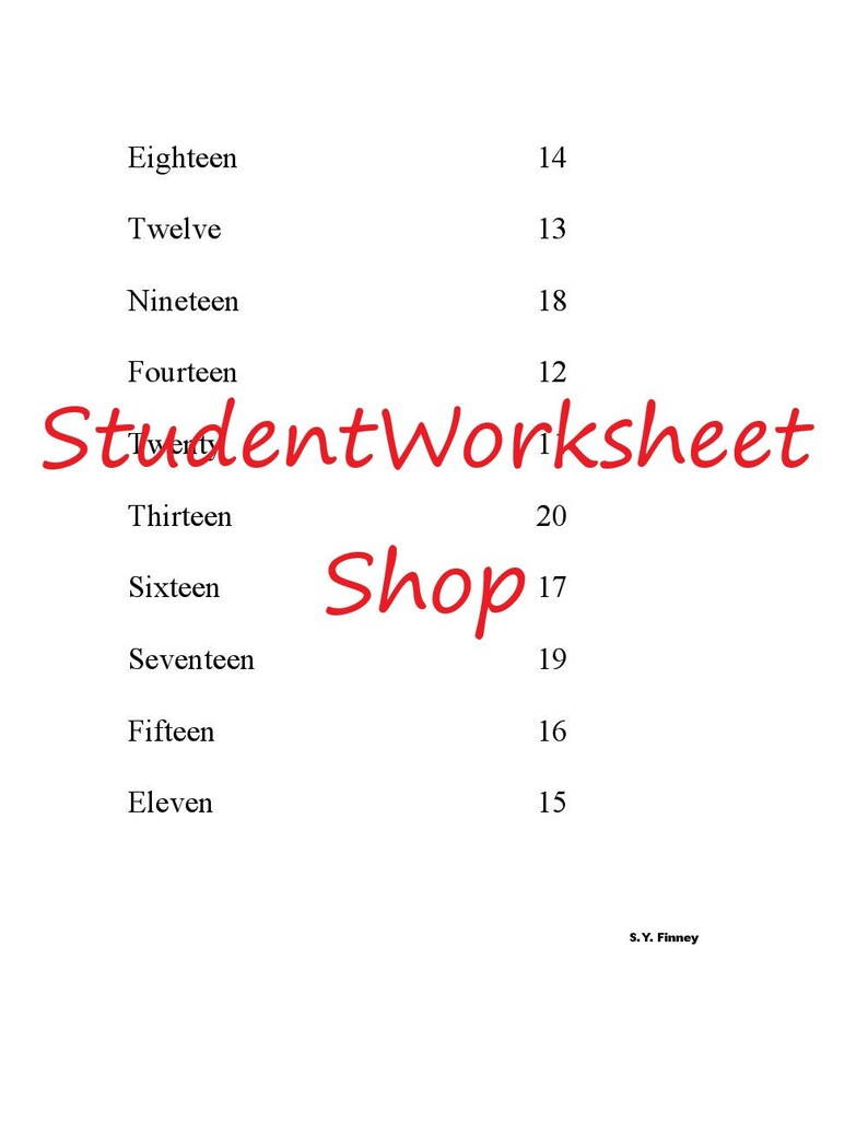 Place Value and Matching Word to Number, Math Worksheets, Kindergarten ...