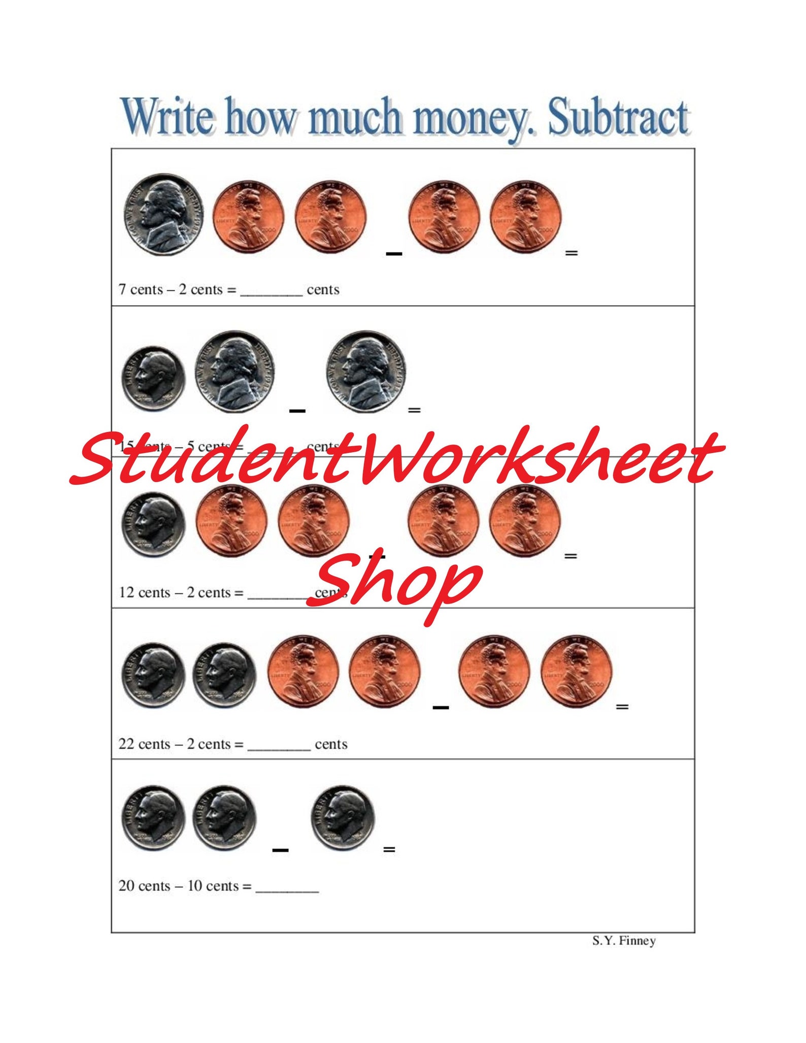 Counting Coins. Addition and Subtraction. Math, Kindergarten, First ...