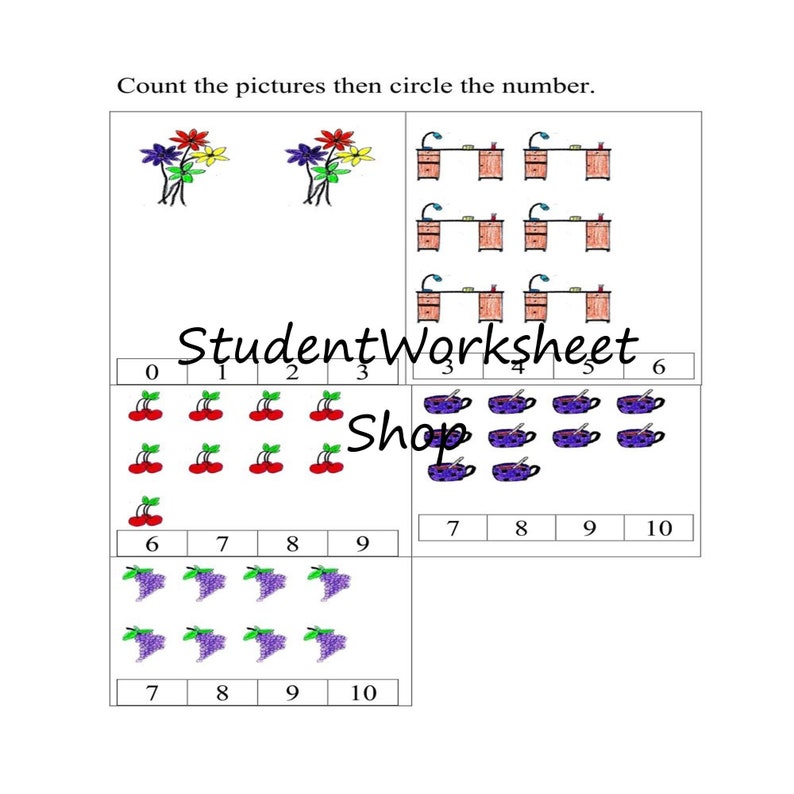 Math; Picture Counting and Identifying Numbers; Kindergarten and First ...