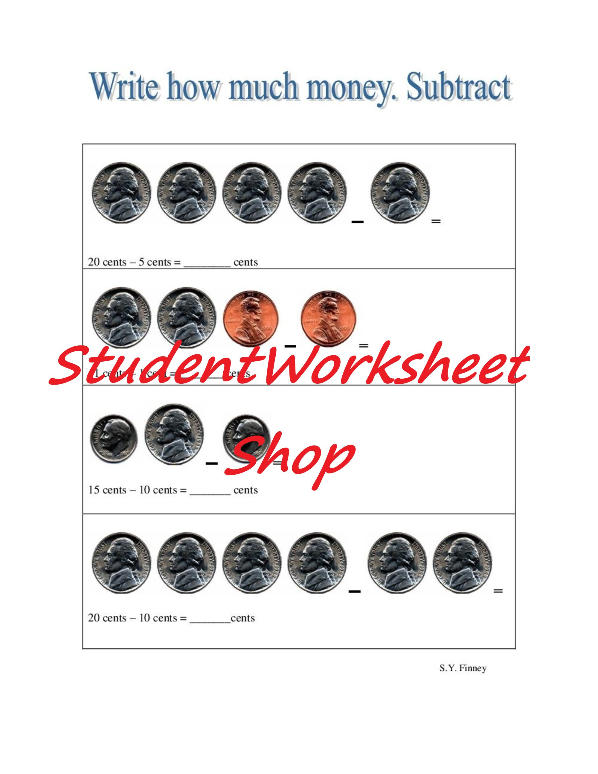 Counting Coins. Addition and Subtraction. Math, Kindergarten, First ...