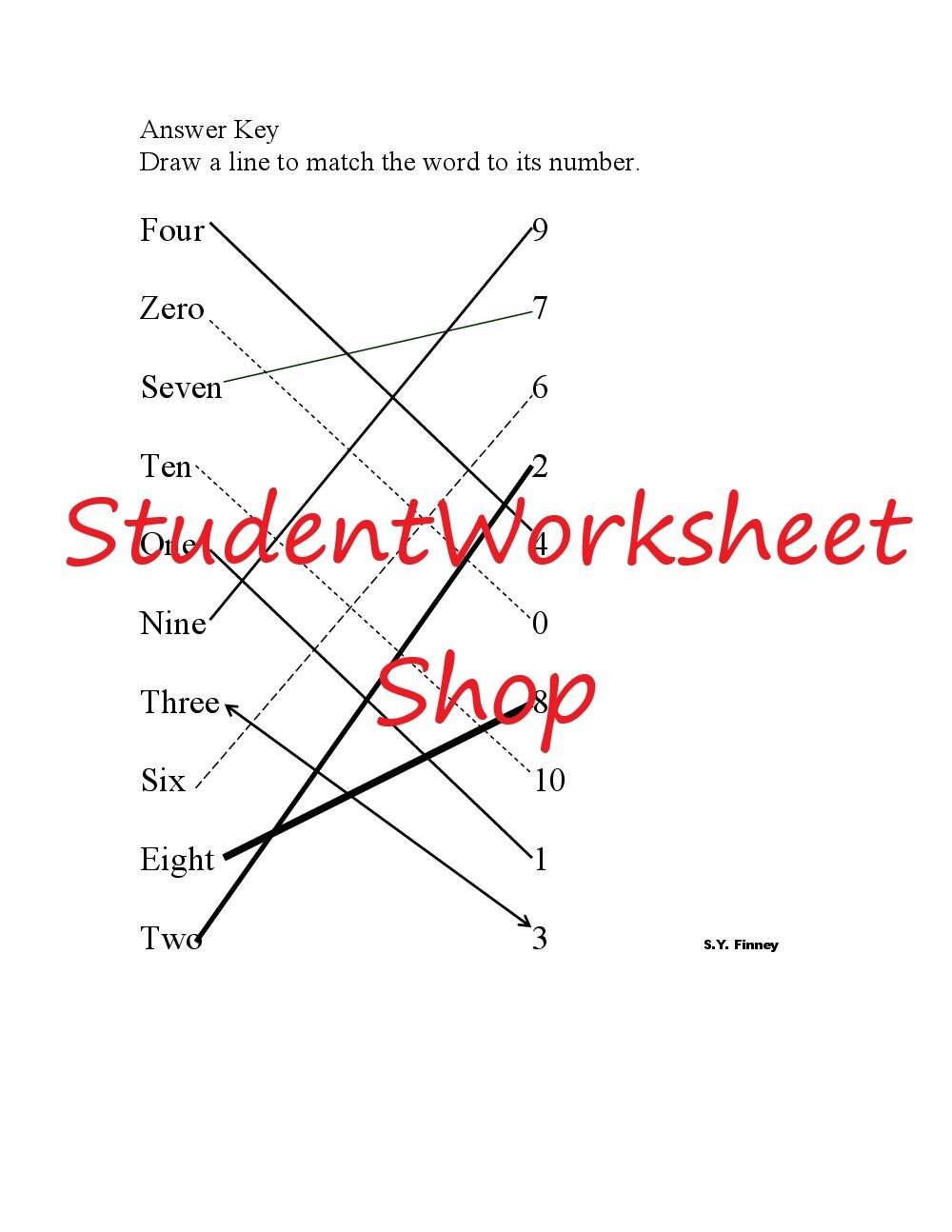 Place Value and Matching Word to Number, Math Worksheets, Kindergarten ...