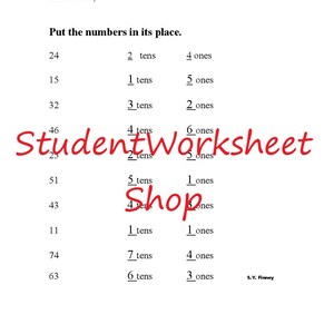 Place Value and Matching Word to Number, Math Worksheets, Kindergarten ...