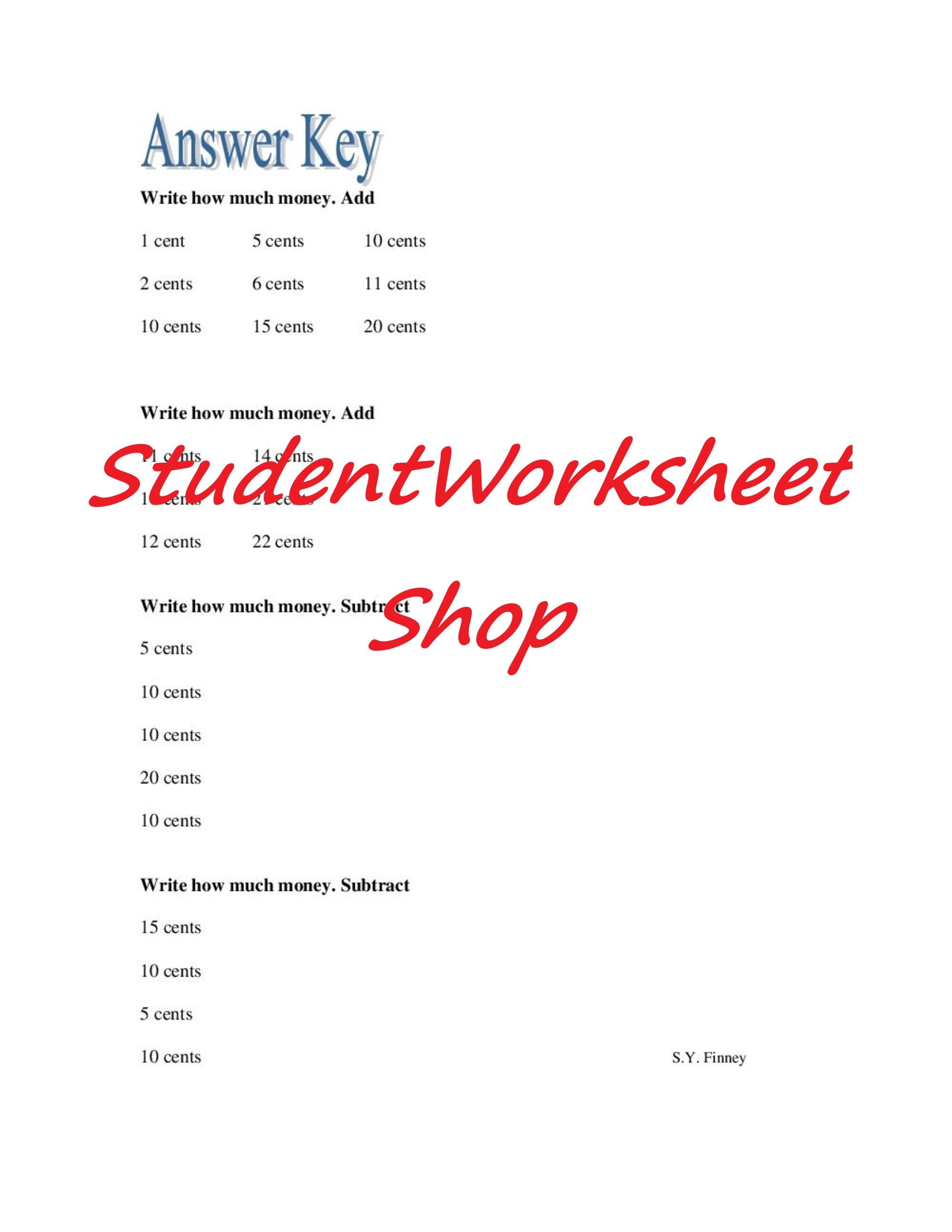 Counting Coins. Addition and Subtraction. Math, Kindergarten, First ...