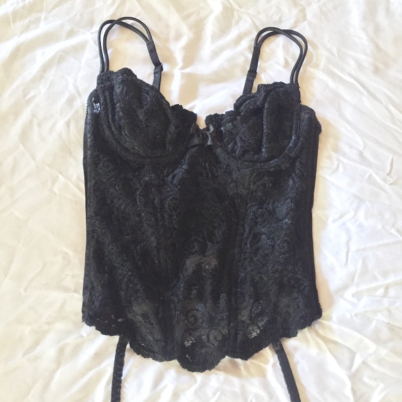 90's Victoria's Secret Black Lace Basque Bustier SZ 34bp Size M - Etsy