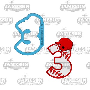 Baseball Number 3 (three) Cookie Cutter - Birthday Sports Number Cookie ...