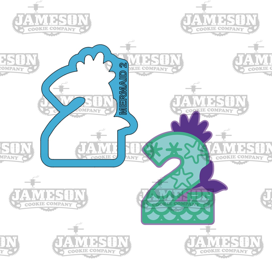 Mermaid Number 2 (two) Cookie Cutter - Birthday Princess Number Cookie ...