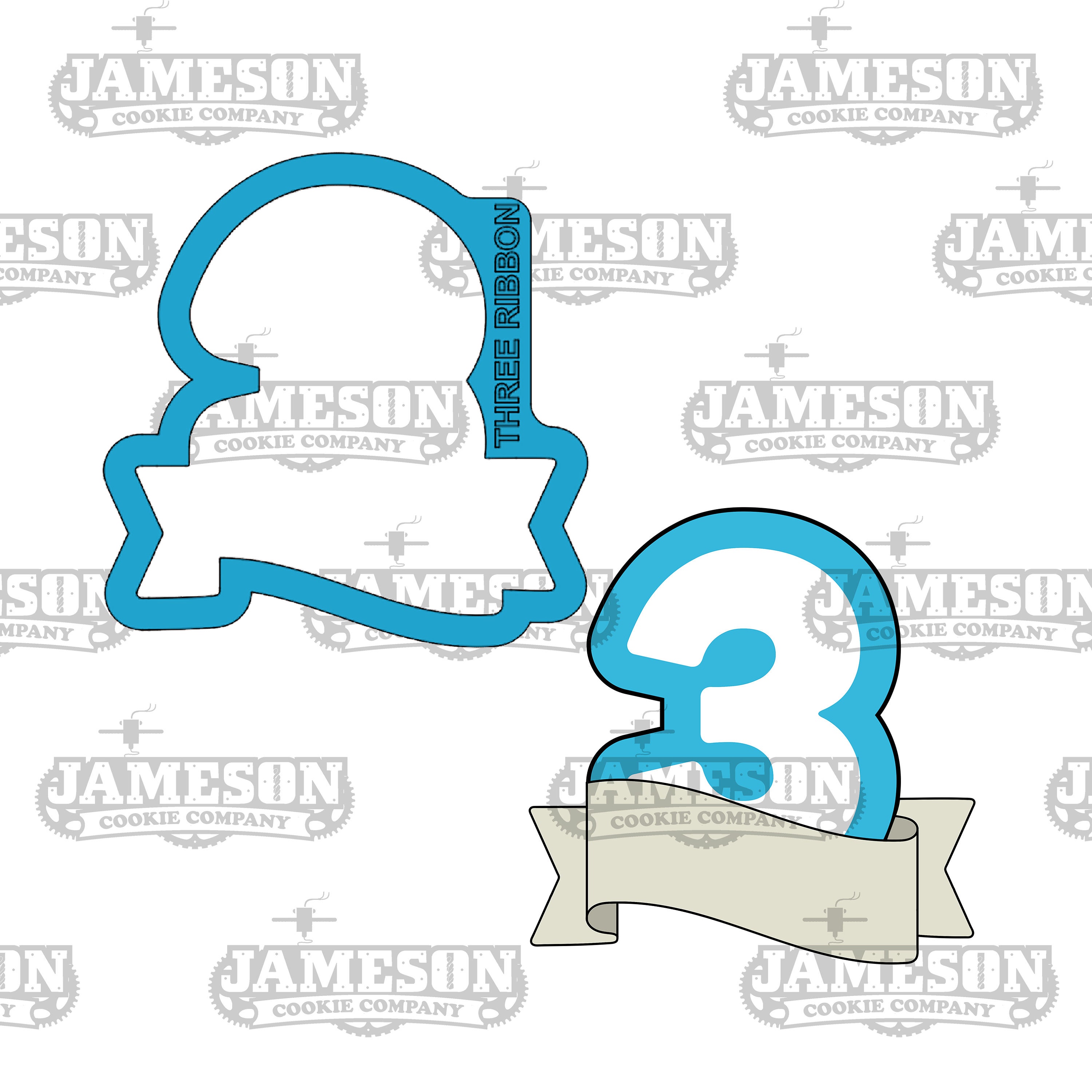 Number 3 With Ribbon Banner Cookie Cutter - Birthday Party Number Three ...